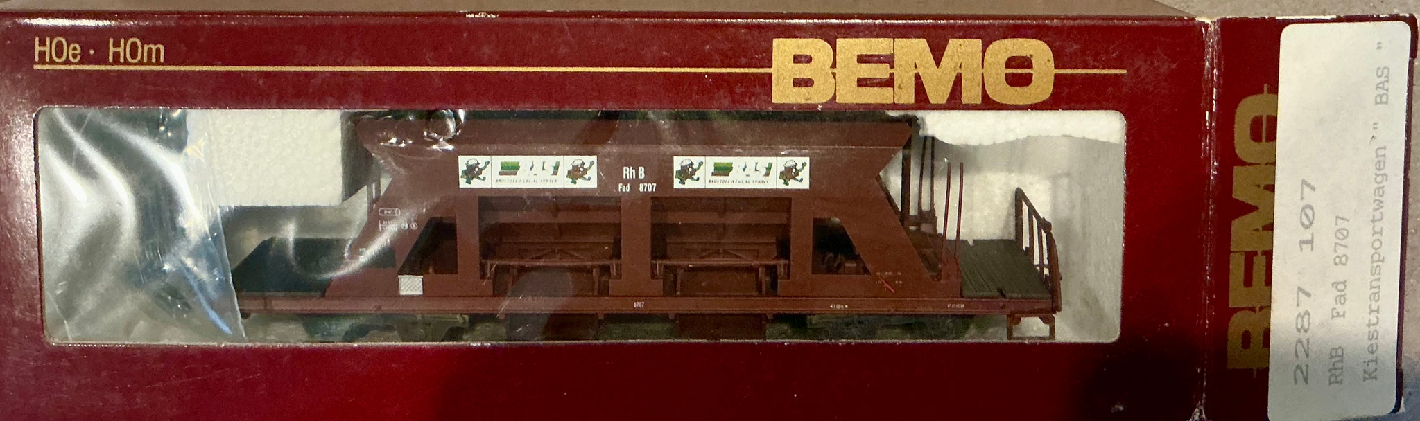 BEMO H0e 9mm 2287-107 - Fad 8707 Kiestransportwagen “BAS” RhB Railway ...