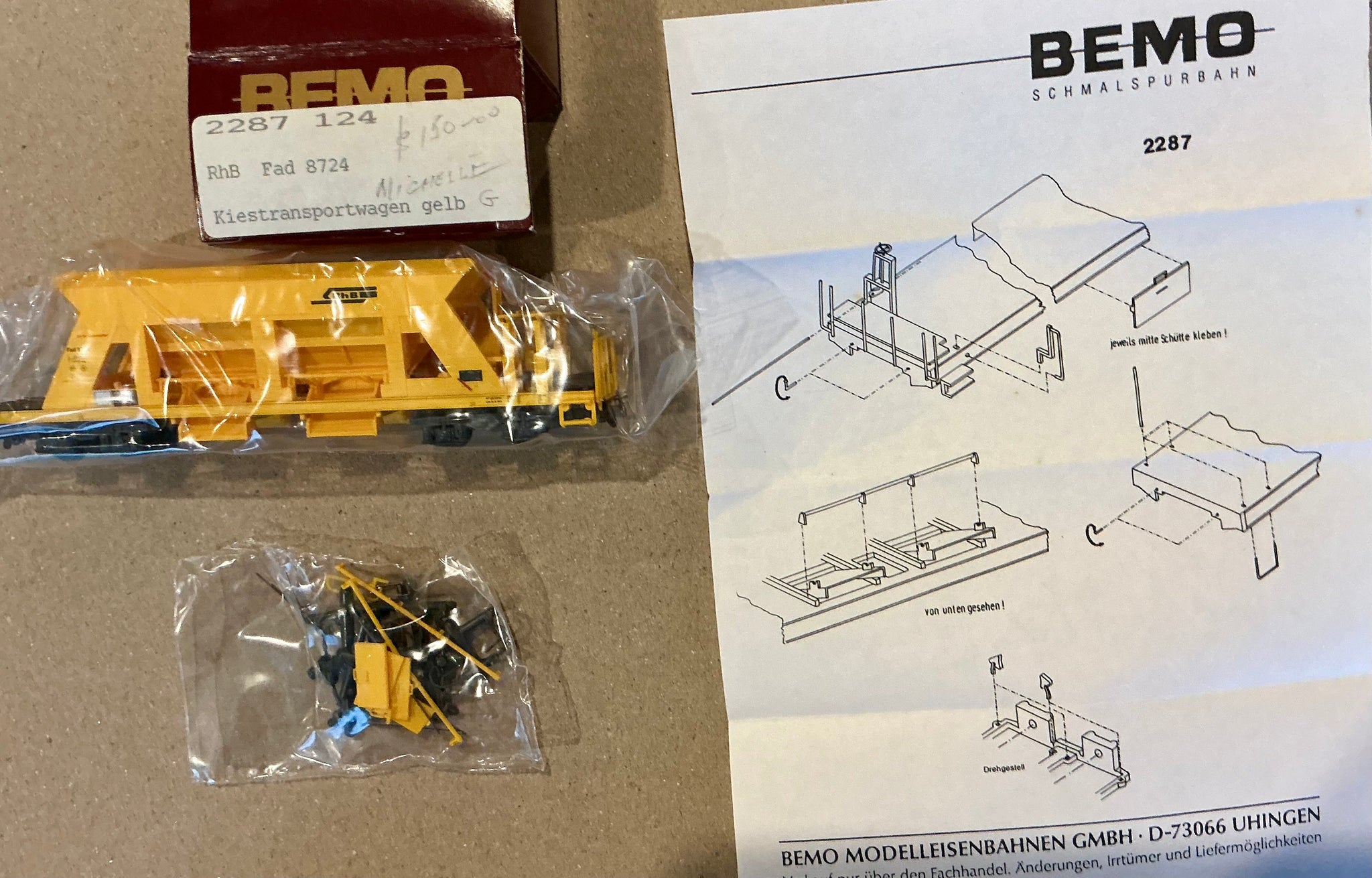BEMO H0e 9mm 2287-124 - Fad 8724 Kiestransportwagen “BAS” RhB Railway ...