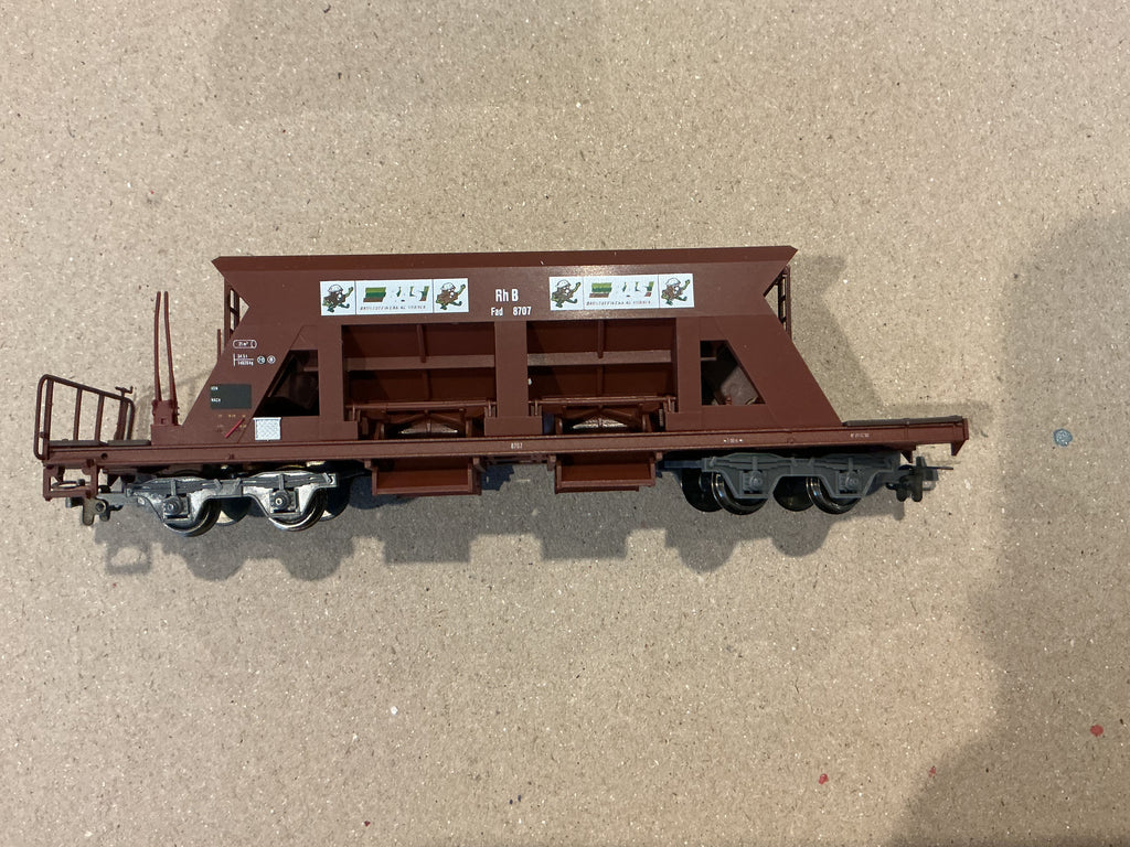 BEMO H0e 9mm 2287-107 - Fad 8707 Kiestransportwagen “BAS” RhB Railway ...