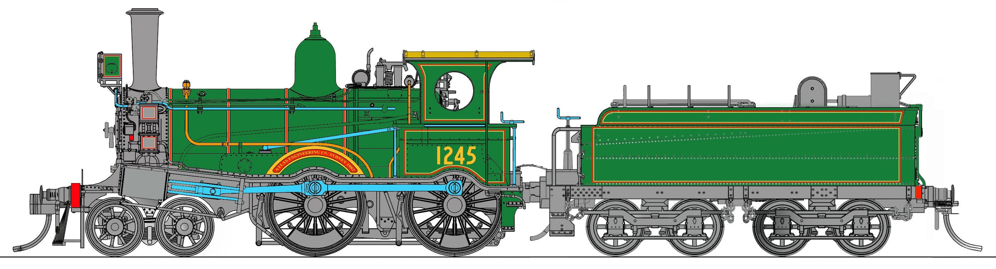 V2 - Z12 1245 "Lined Brunswick Green" with Cowcatcher and Baldwin Bogi ...