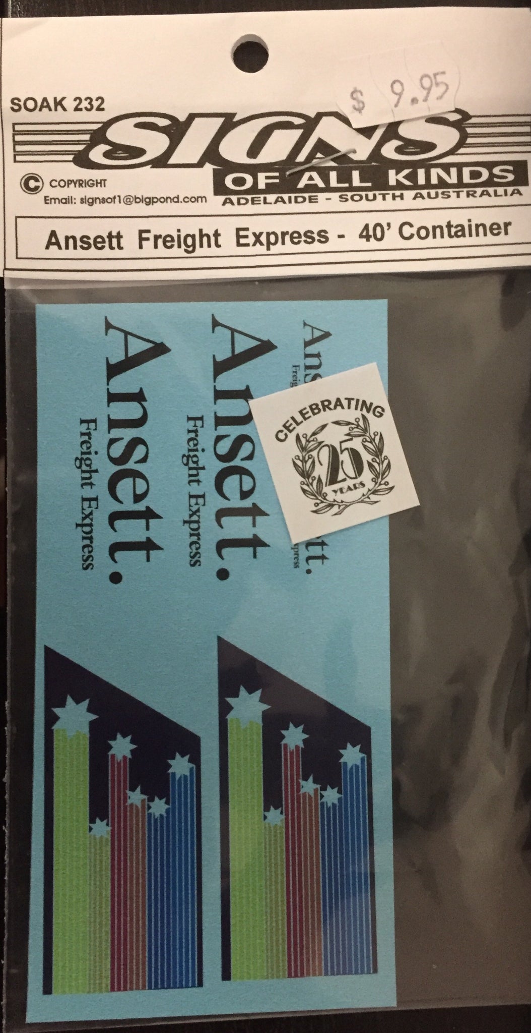 SOAK 232 Container Decal 40ft Containers Ansett Freight Express ...